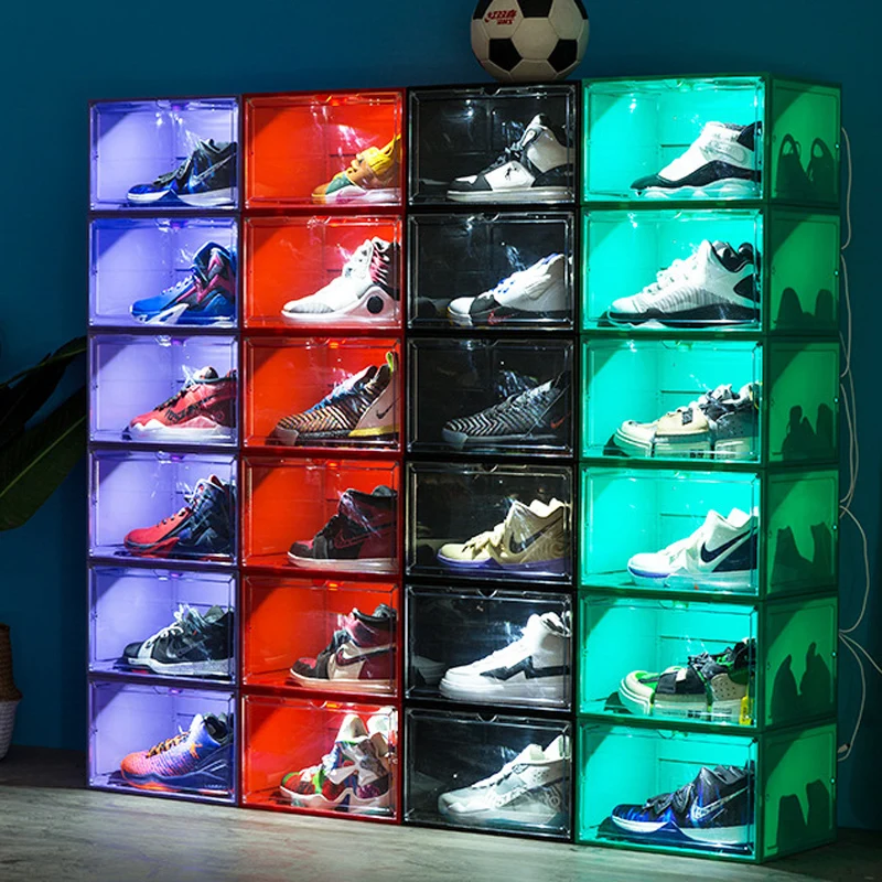 New-Product-Shoe-Box-With-Lights-Led-Sneaker-Storage-Plastic-With-Voice ...