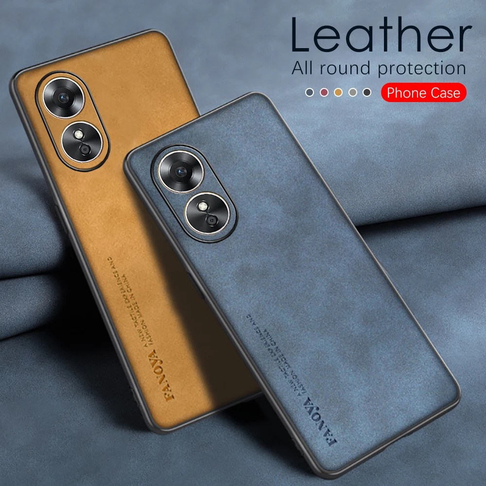 For-Oppo-A17-4G-Case-Lambskin-Leather-Soft-Silicone-Back-Cover-Orro ...