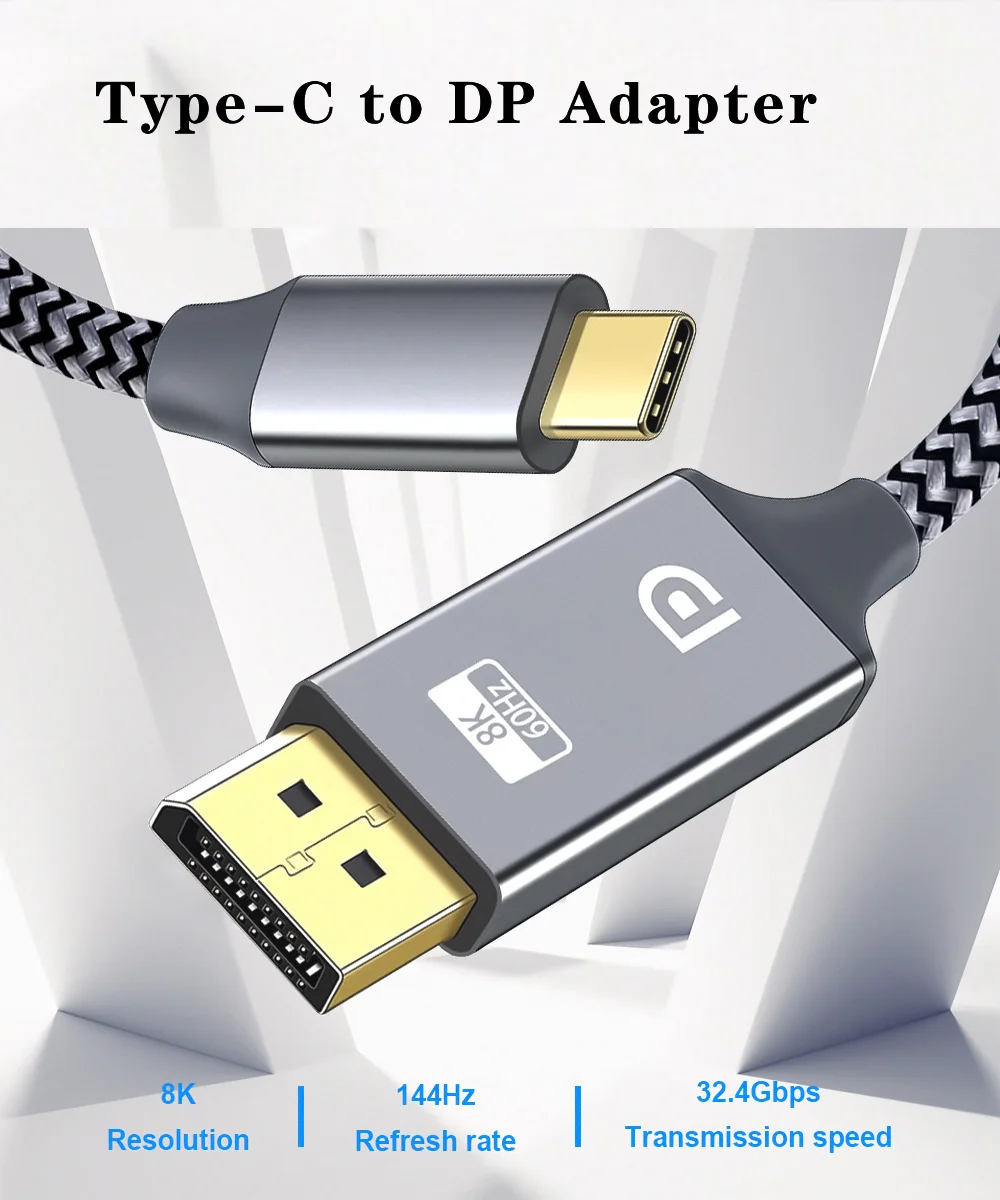 USB-C-to-DisplayPort-Cable-8K60Hz-Type-C-to-DP-Cable-4K144Hz-120Hz ...