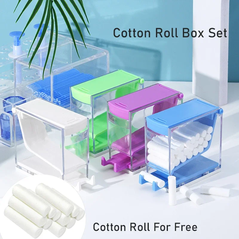ELIJAH Dental Cotton Roll Dispenser Holder Press Type Box Holder White ...
