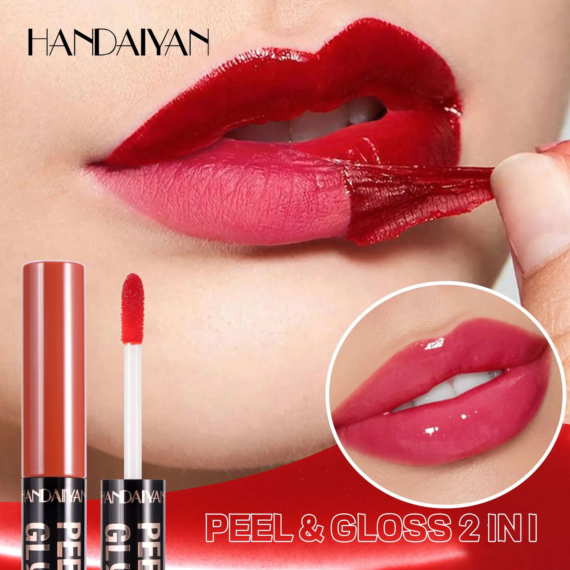 HANDAIYAN Matte Non-stick Lip Stain Lip Tint Peel Off Double-ended ...