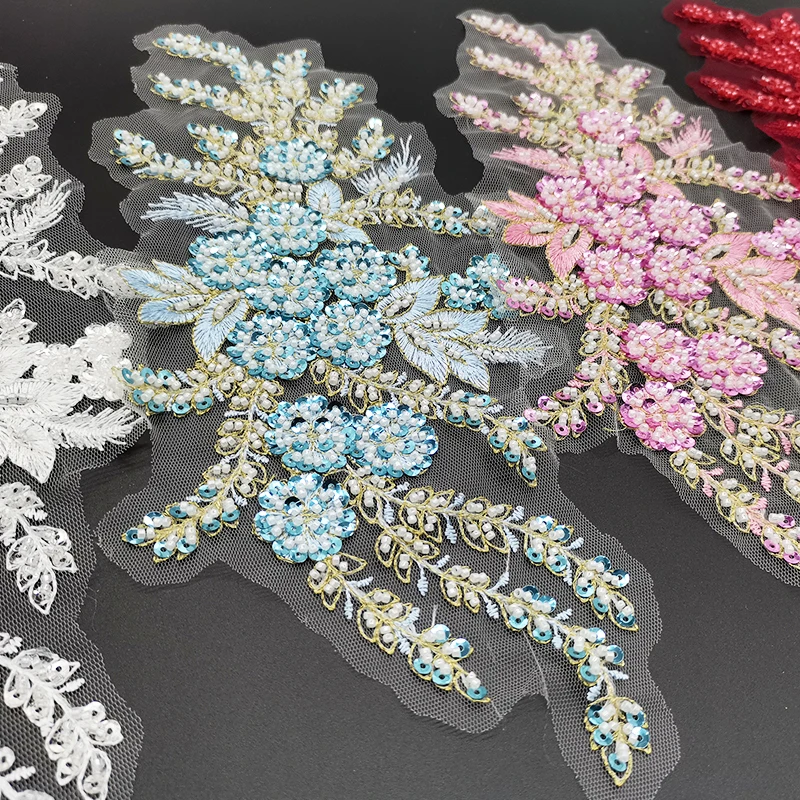 Parches-de-tela-con-bordado-de-flores-y-cuentas-apliques-de-cristal ...