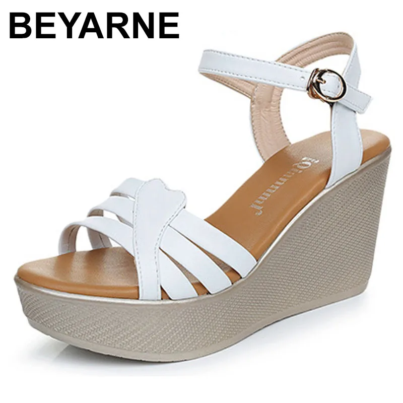High-quality-summer-leather-wedge-sandals-for-women-8cm-high-heel-2024 ...