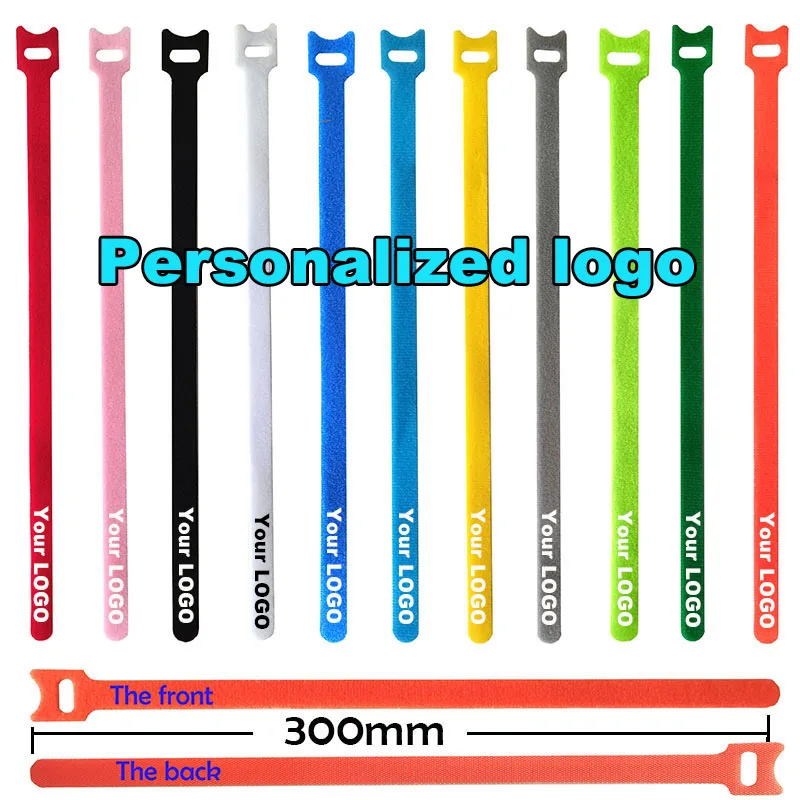 100pcs/lot 2cm wide 30cm length Personalized logo cable ties Adhesive ...