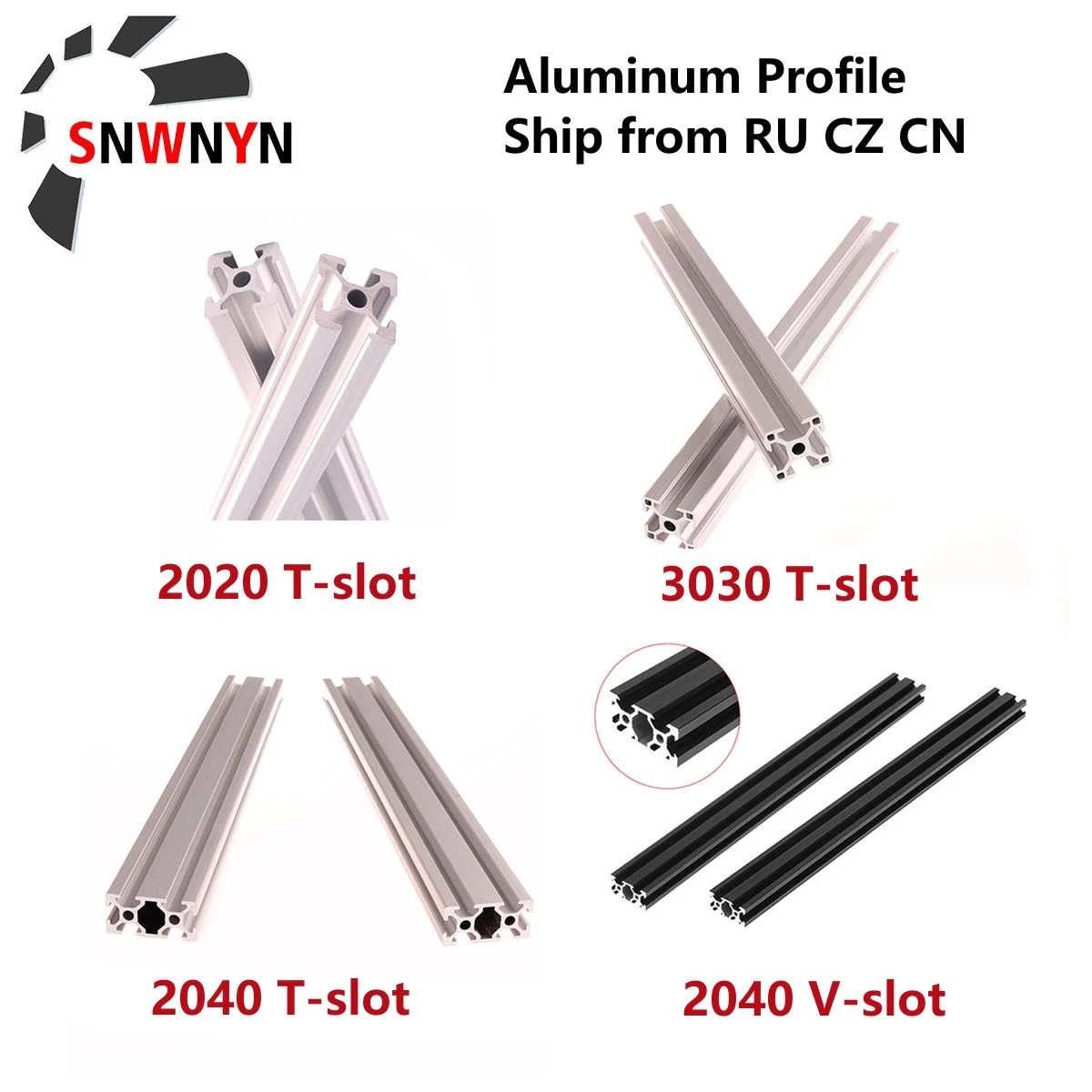 2pc 2040 3030 2020 Aluminum Profile Extrusion 100-1000mm T-slot V-slot ...