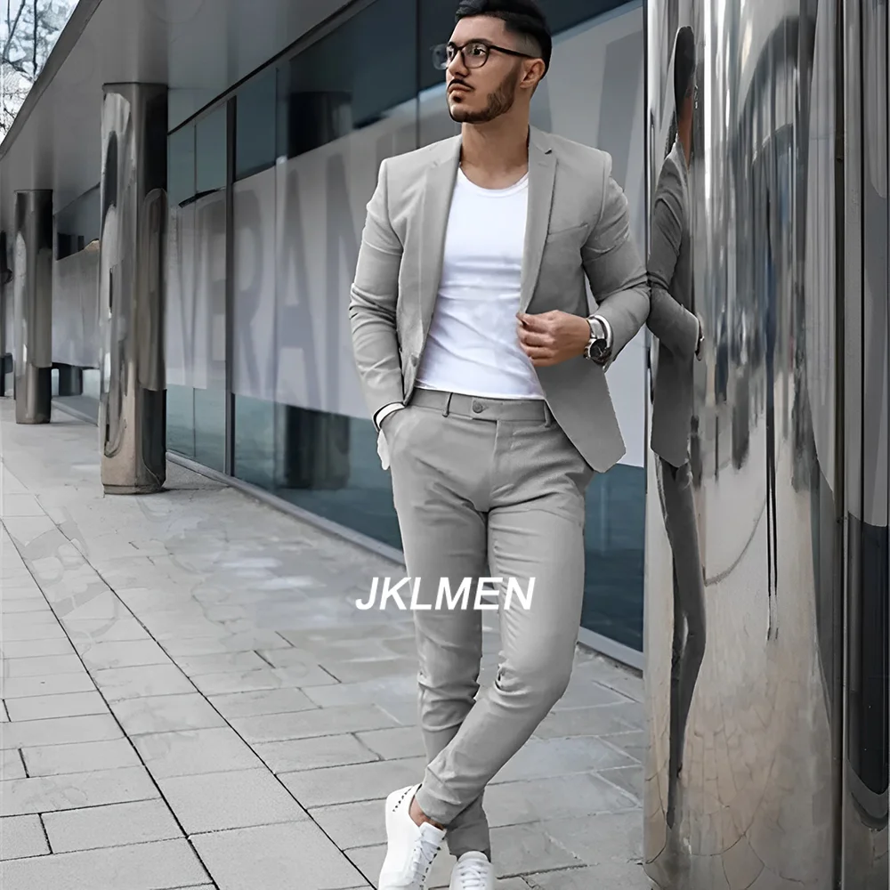 Traje-gris-de-2-piezas-para-hombre-chaqueta-informal-de-verano ...