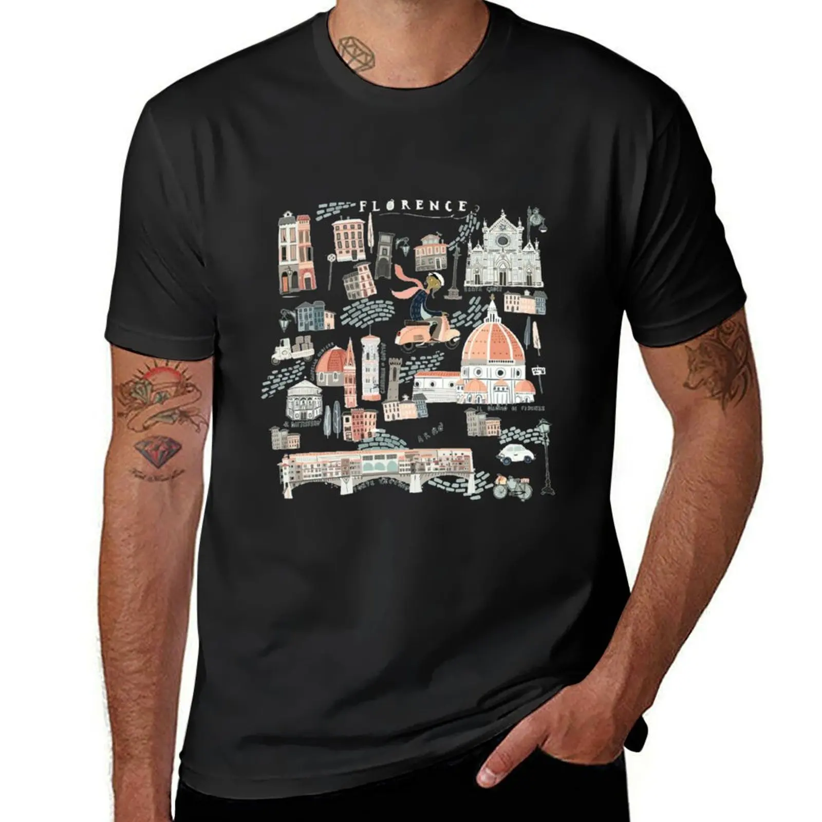 Florence-Italy-Pattern-T-Shirt-korean-fashion-blacks-big-and-tall-t ...