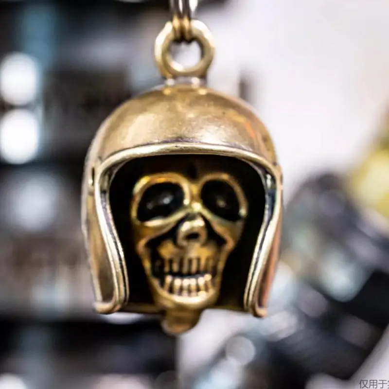 Brass Skull Motorcycle Lucky Bell Safe Retro Motorcycle Skull Bell ...