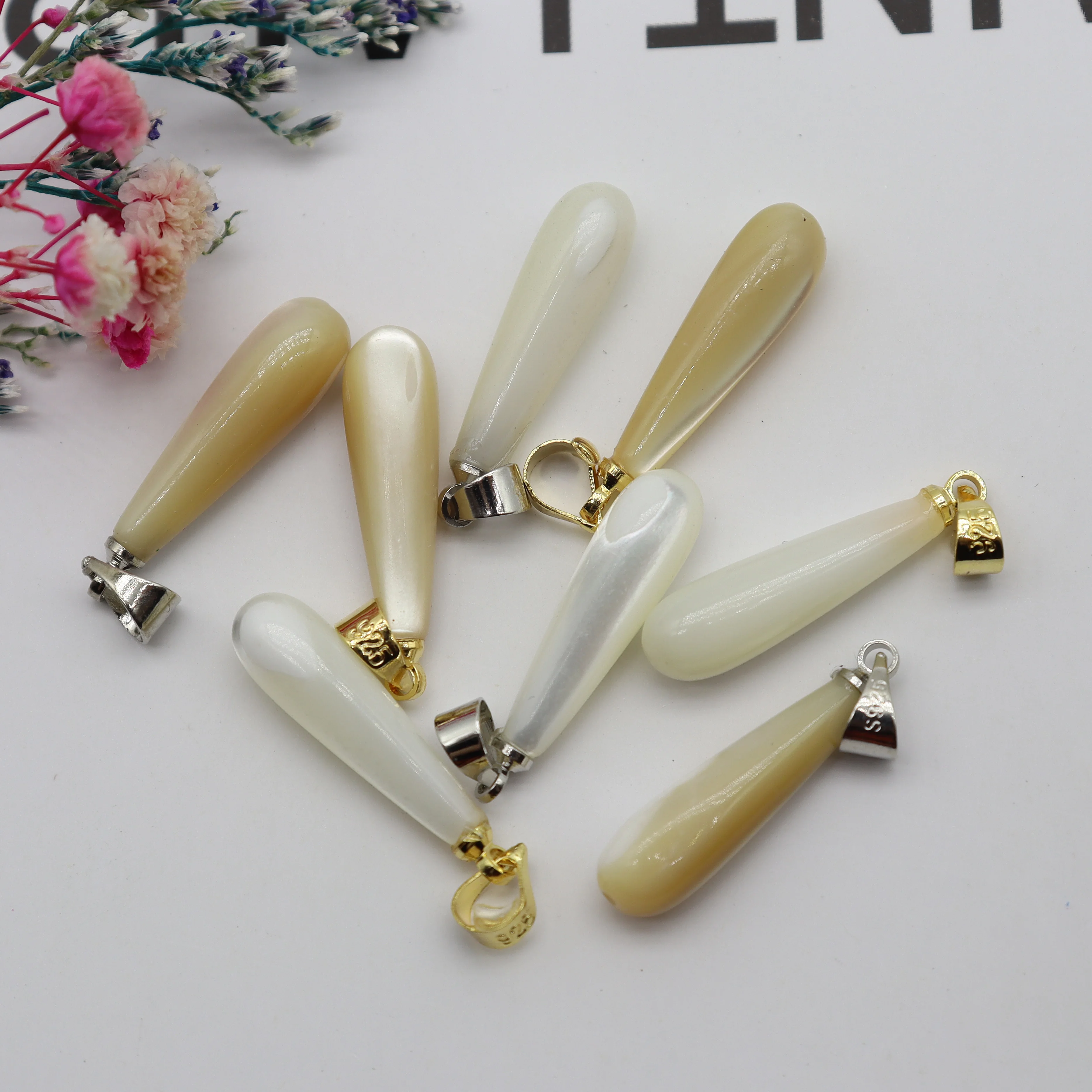 Natural-Water-Drop-Shape-Trochus-Top-Shell-Pendant-Beads-For-Jewelry ...