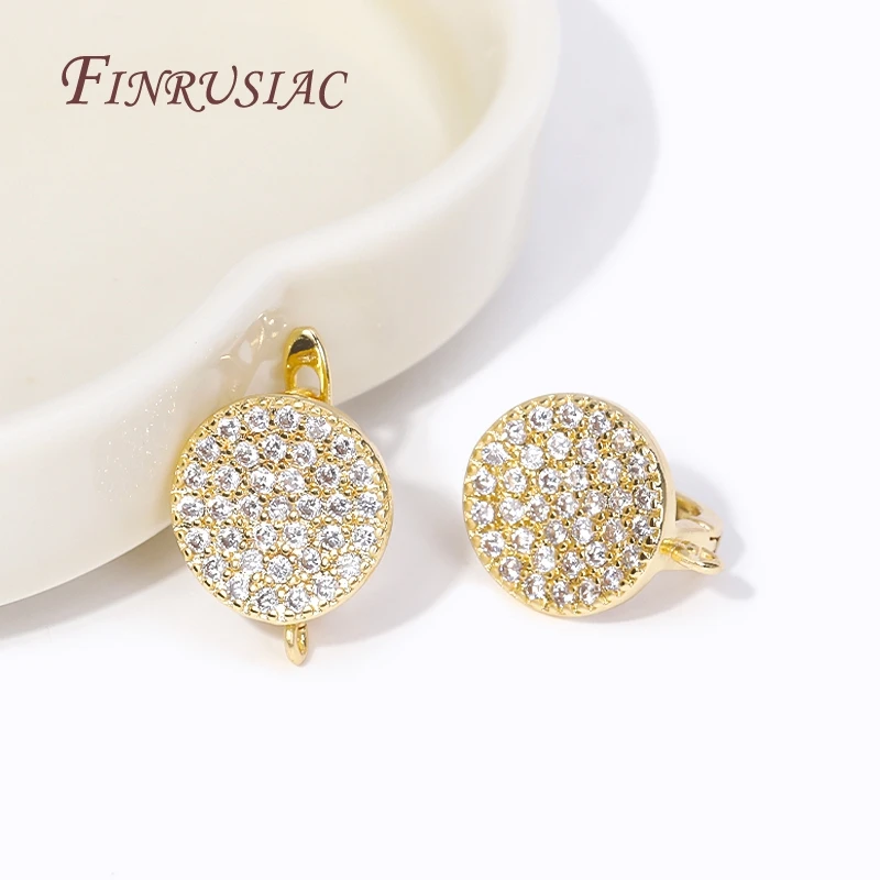 Fashion Shiny Cubic Zirconia Round Fastener Earring Clasps Hooks 18K ...