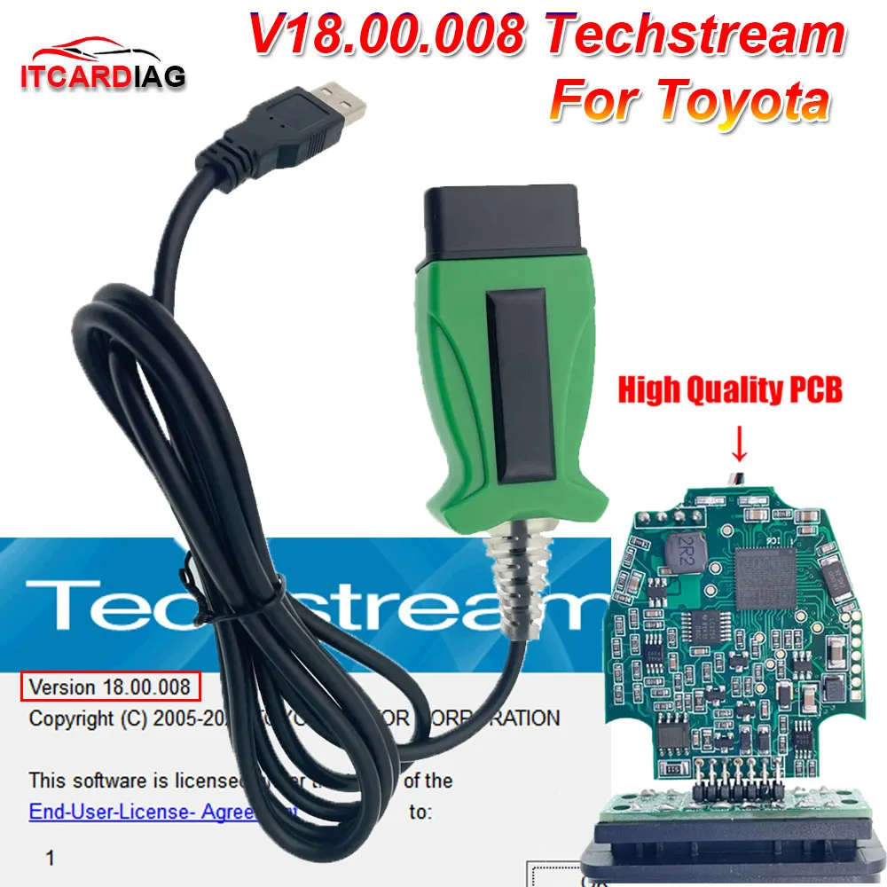 J2534 Passthru Cable for TOYOTA 2 DLC3 18.00.008 Techstream OBD2 Auto ...