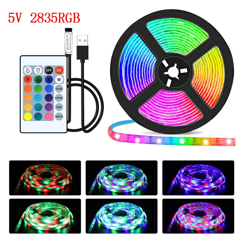 1M-SMD-2835-USB-LED-Strip-Lights-60LEDs-m-RGB-Tape-With-Remote-Control ...