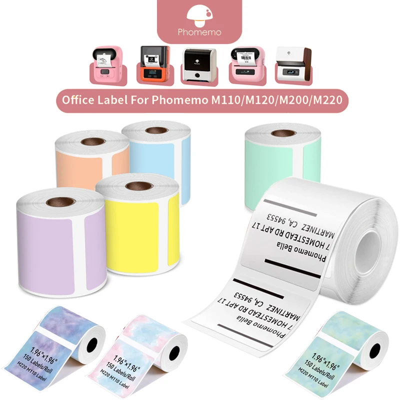 White-Color-Transparent-Sticker-Phomemo-Multi-Purpose-Square-Self ...