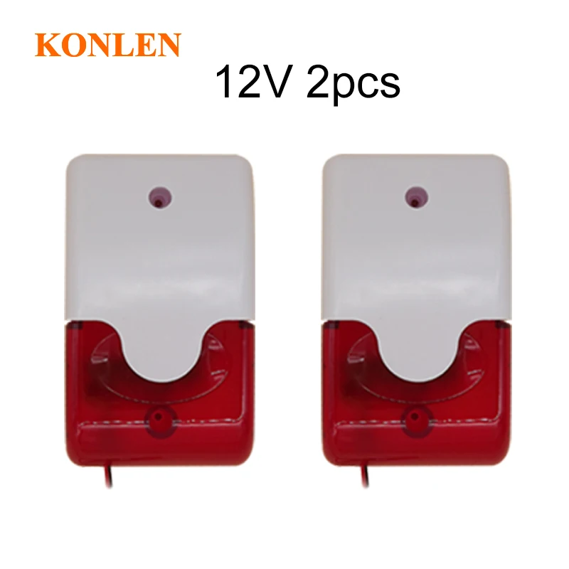 Wired Strobe Siren Alarm DC9V 12V Home Sound and Red Flash Horn ...