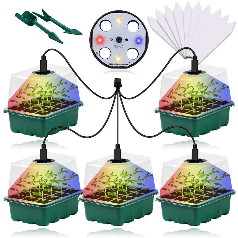 14CM-Tall-Full-Spectrum-LED-Grow-Lights-Seedling-Tray-Germination-Box ...