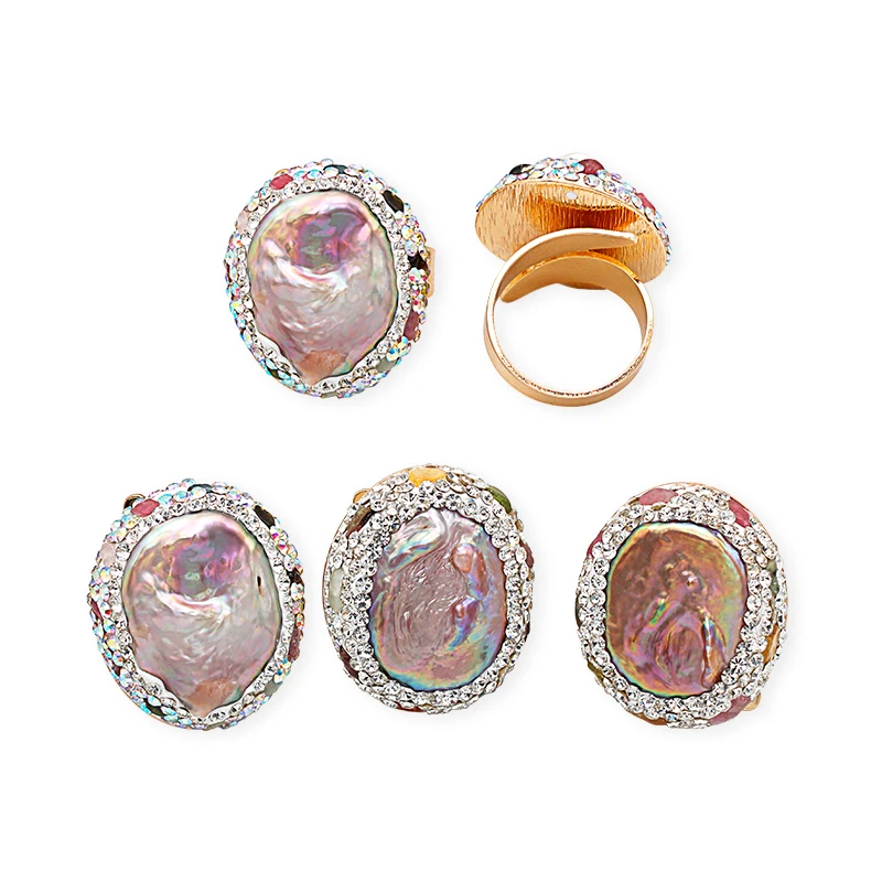 Micro-Inlay-Rainbow-Irregular-Baroque-Pearl-Resizable-Ring-for-Women ...