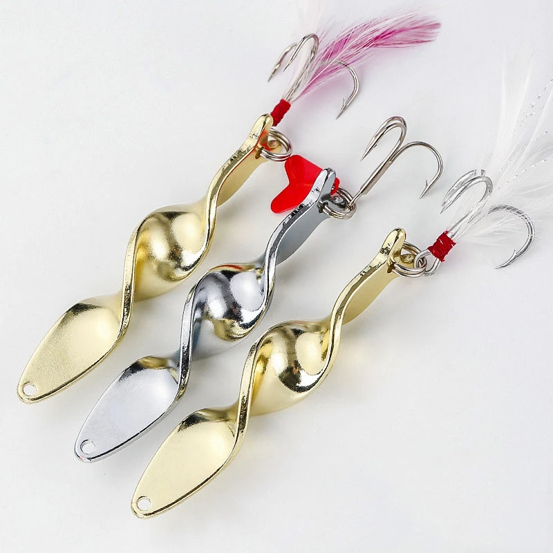 1PCS-Gold-Silver-10g-14g-21g-Rotating-Metal-Spinner-Spoon-Fishing-Lure ...