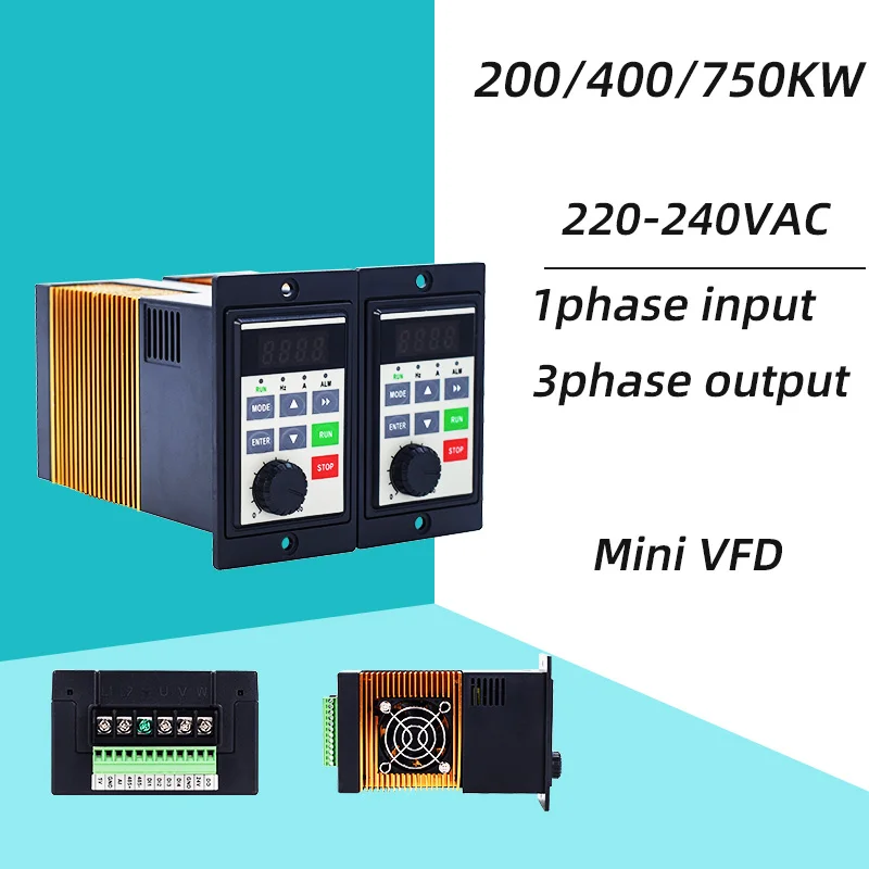 200-400-750W-1Ph-to-3Ph-220VAC-VFD-Variable-Frequency-Drive-Converter ...
