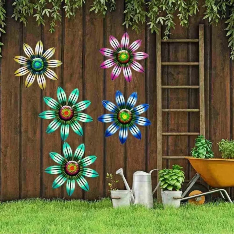 Metal Flower Hanging Wall Decoration, Arte para Home Garden e Outdoor ...