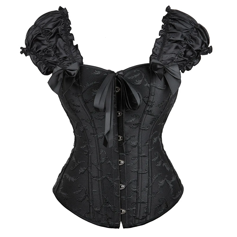 Corset-with-Sleeves-Plus-Size-Women-Bustier-Top-Overbust-Sexy-Lace-up ...