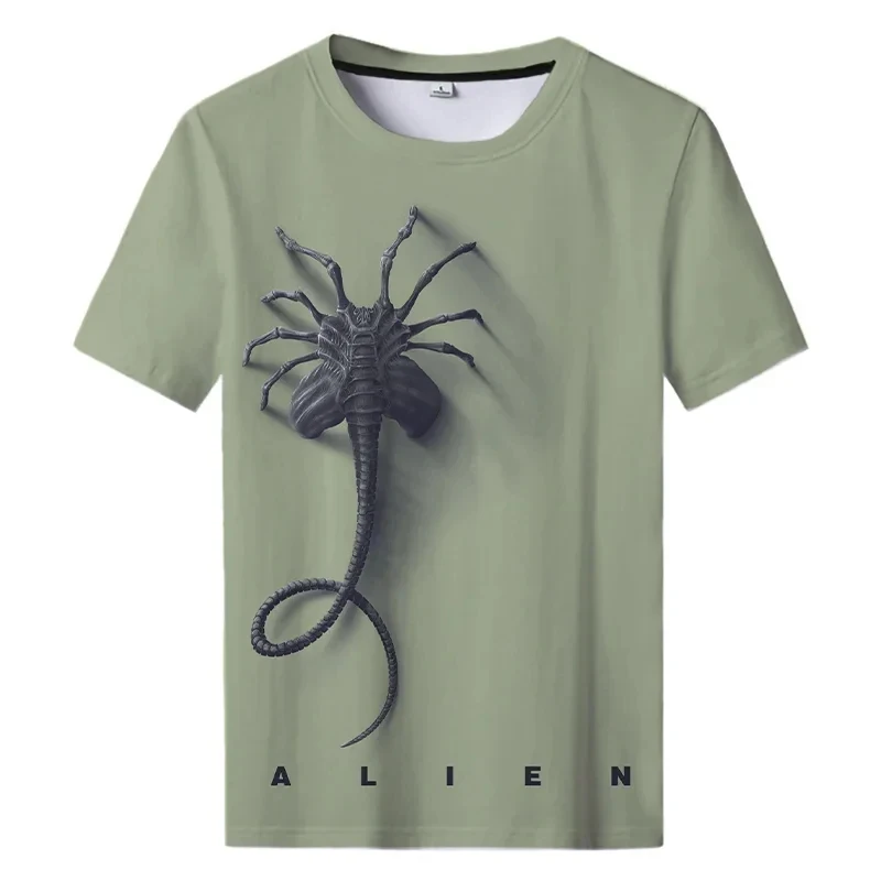 Summer New Alien Art 3D Print T-shirt For Men Clothing Daily Casual T ...