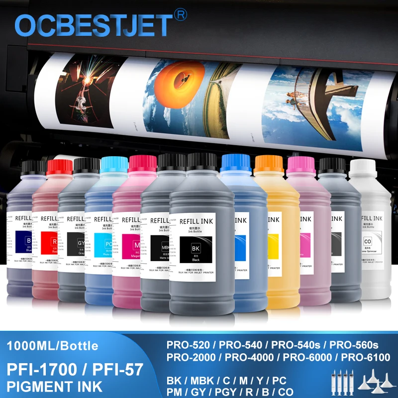 1000ML-Pigment-Ink-For-Canon-PFI-1700-16-Liters-REFILLABLE-CARTRIDGE ...