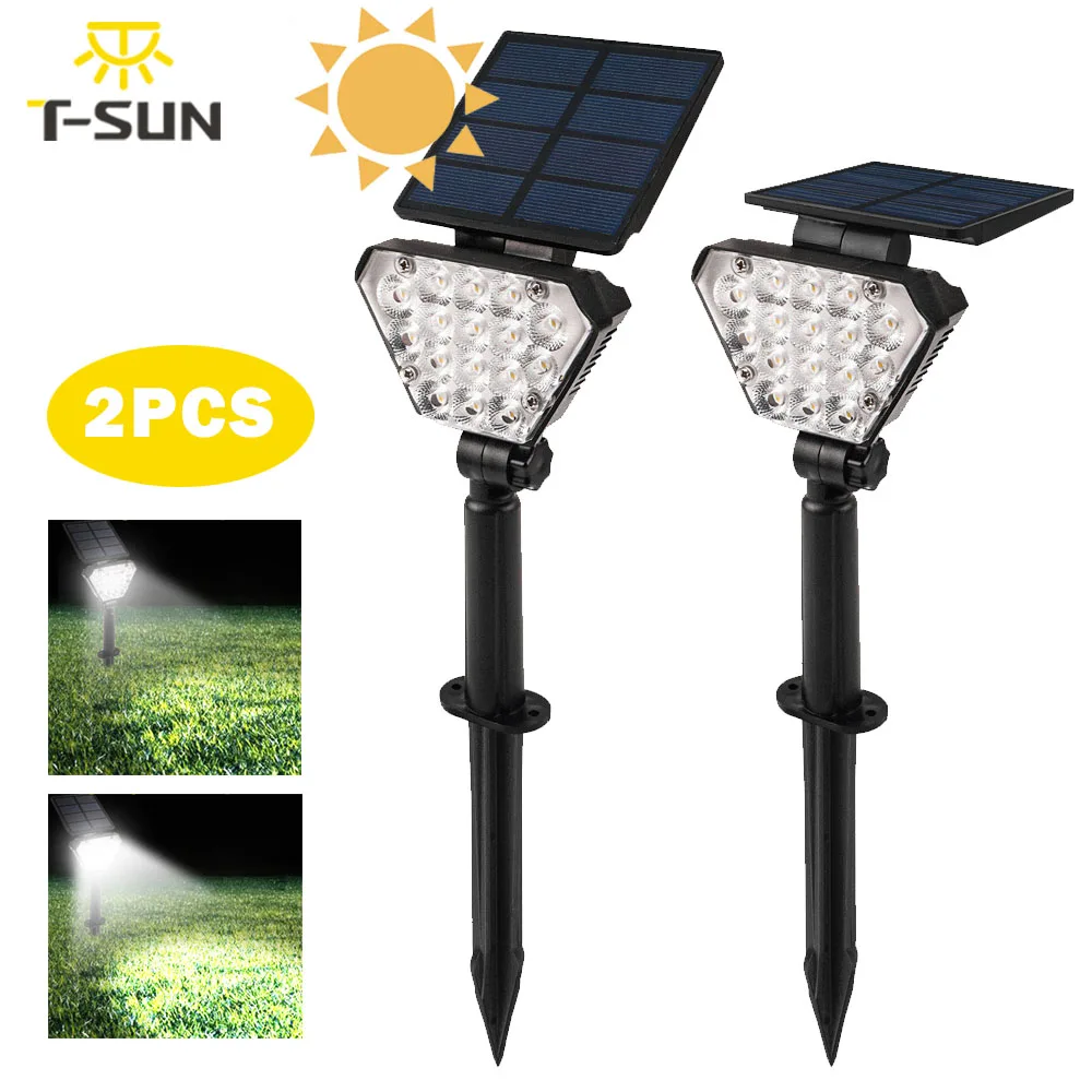 T-SUN-2PCS-Solar-Garden-Light-Outdoor-6000k-Solar-Wall-Light-Adjustable ...