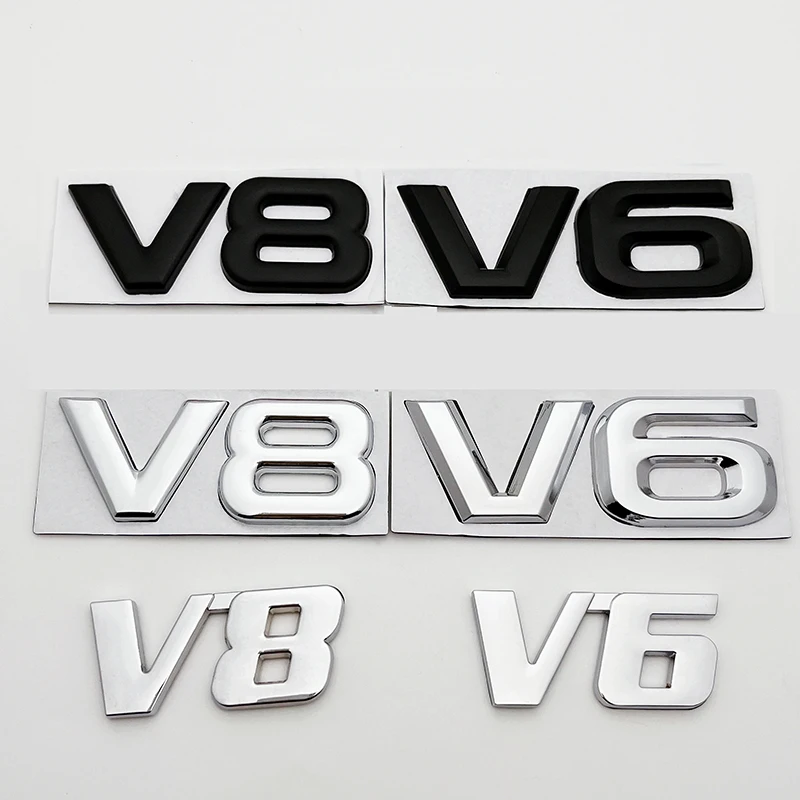 3D-Metal-V6-V8-Logo-Car-Engine-Display-Emblem-Badge-Decals-Decorative ...