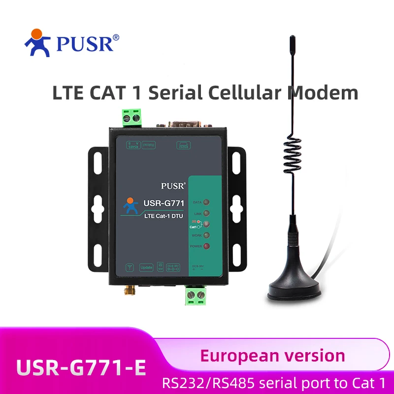 PUSR Europa Industrial M2m LTE CAT 1 Serial Celular Modem, RS485, RS232 ...
