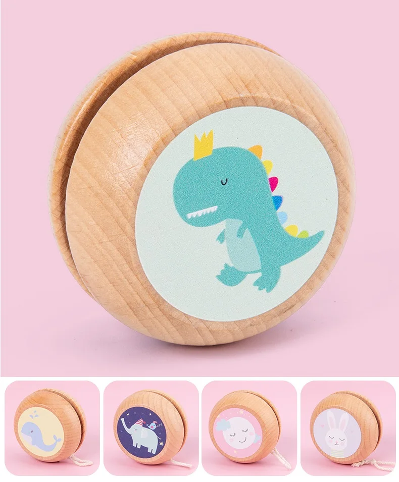 YOYO,Dinosaur--Yoyo IkColorful Cartoon Animals Jouet en bois pour ...