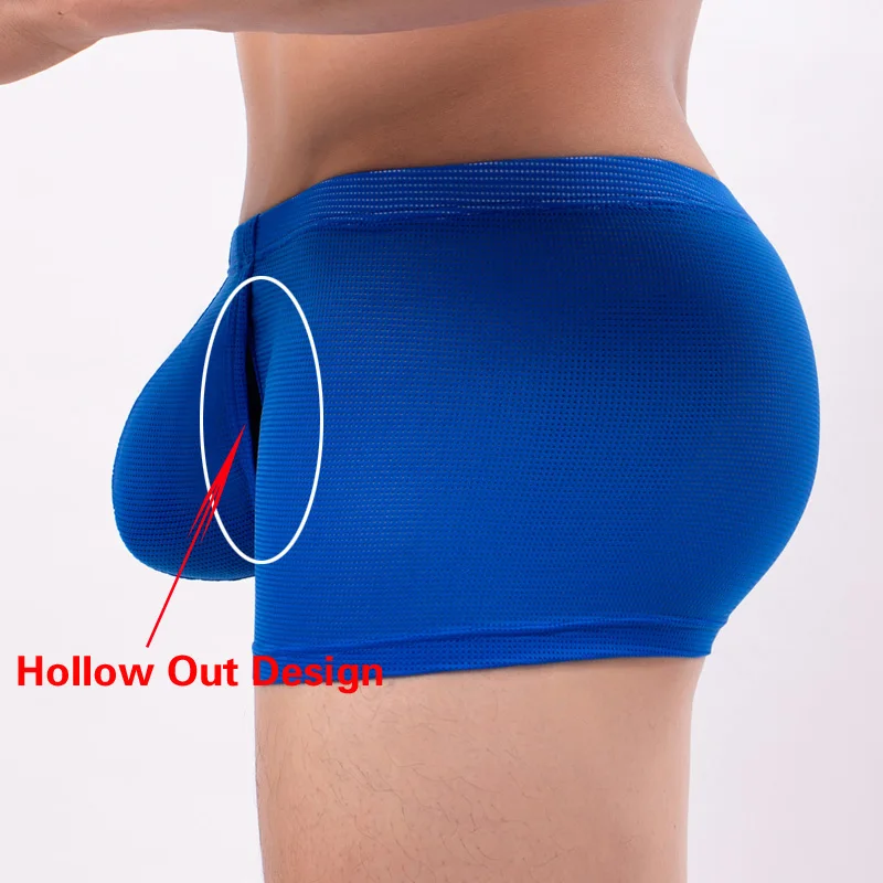 Men Boxer Underwear Sexy Bulge Open Front Large Pouch Men Panties Mesh