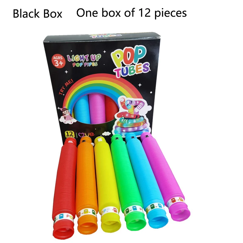 12pcs-Random-Colors-Decompression-Luminescent-Telescopic-Tube-Toy-Flash ...