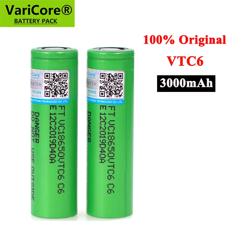 VariCore 장난감 손전등 전기 도구용 리튬 이온 배터리 18650, VC18650VTC6, VTC6, 3.7V, 3000 ...