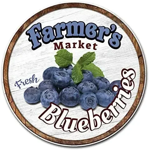 Farmer-s-Market-Blueberries-Vintage-Round-Tin-Sign-Metal-Circle-Plate ...