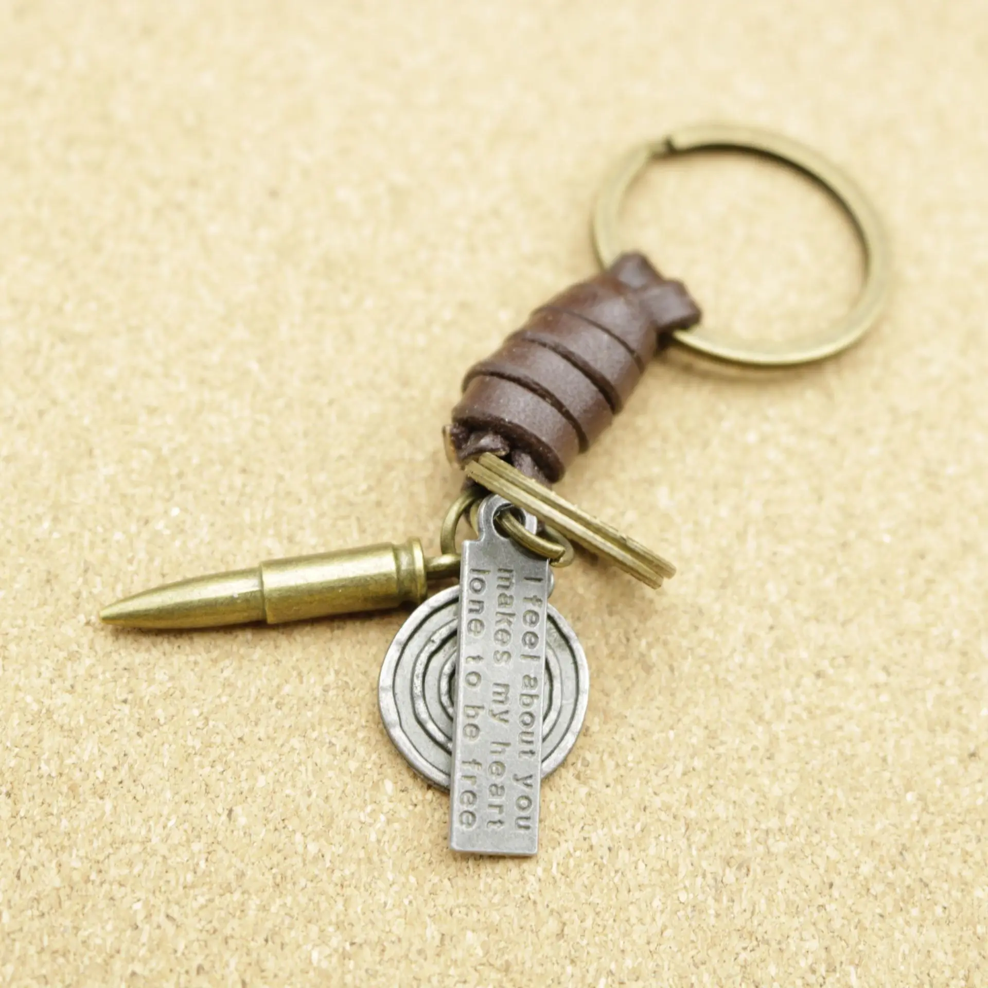 Men-s-Creative-Key-Chain-Alloy-Bronze-Bullet-Vintage-Braided-Cowhide ...