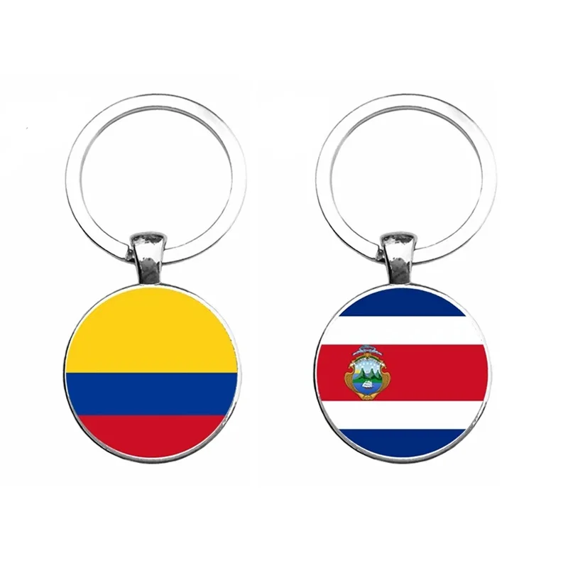 Classic-Costa-Rica-Colombia-Flag-Key-Chain-Round-Glass-Cabochon-Pendant ...
