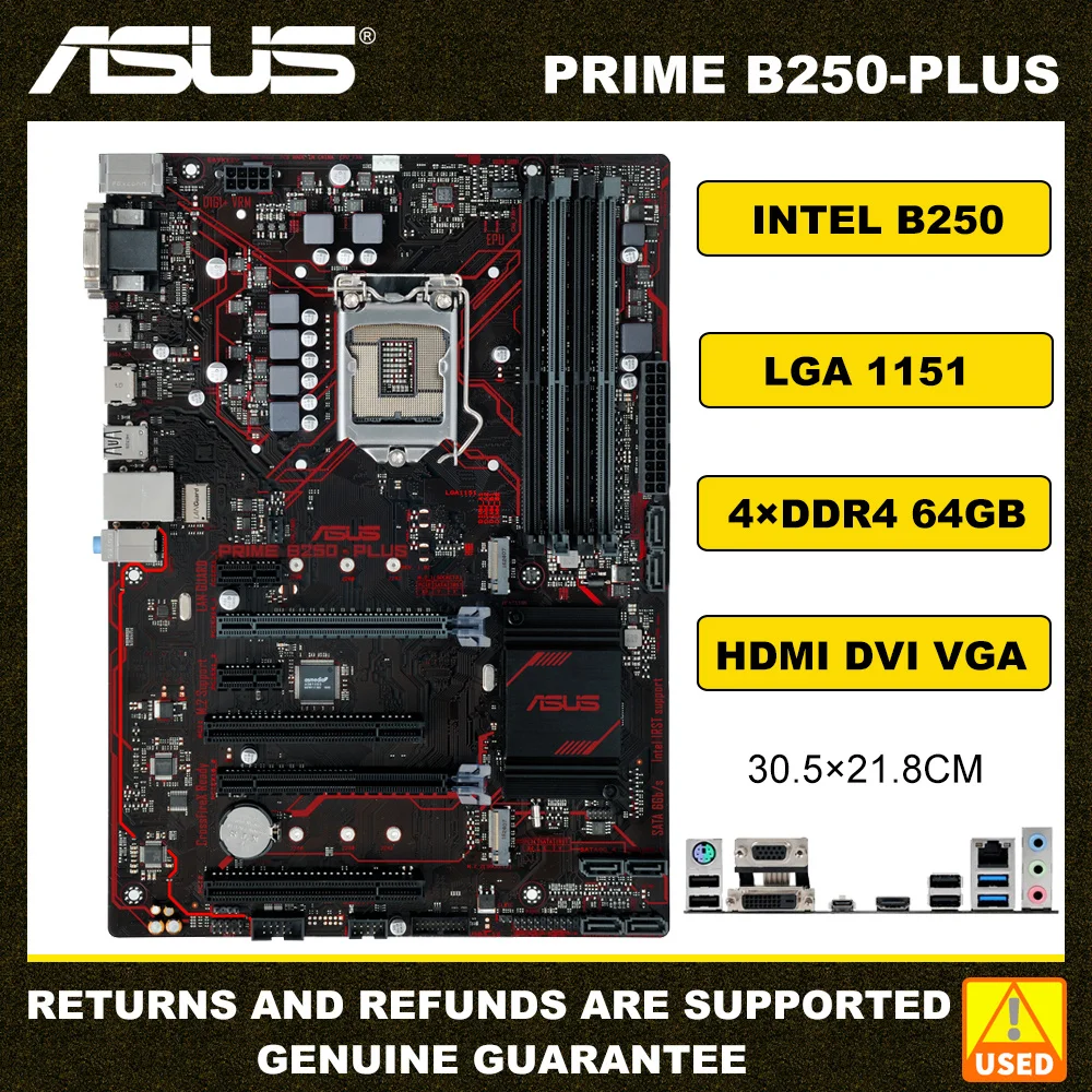 ASUS PRIME B250-PLUS Intel B250 Motherboard LGA 1151 Supports Core i7 ...
