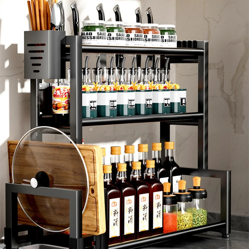 40cm-Kitchen-Storage-Rack-2-or-3-Layer-Floor-Knife-Holder-Condiment ...