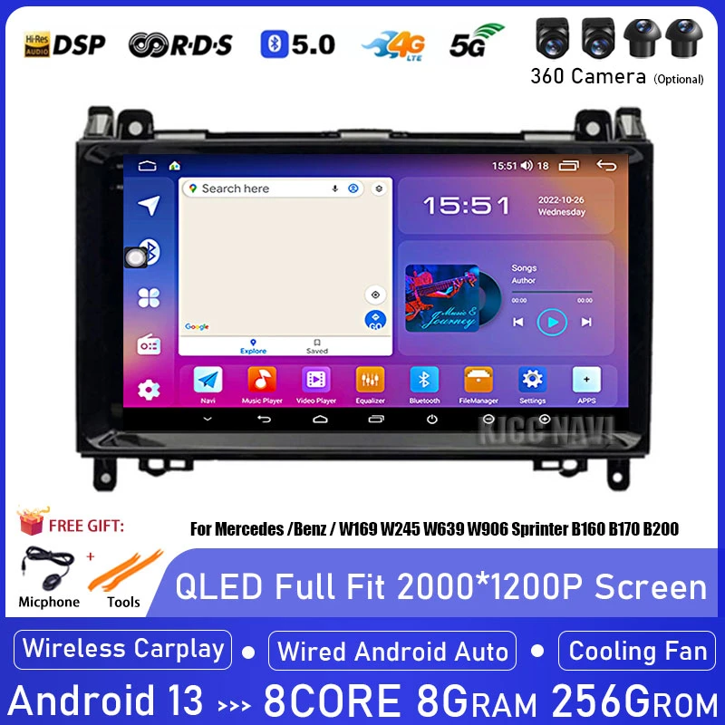 9 Inch Android 13 For Mercedes /Benz / W169 W245 W639 W906 Sprinter ...