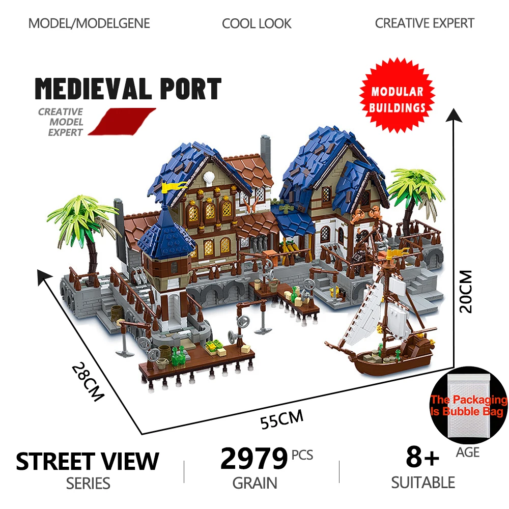 Street-View-Medieval-Harbor-Building-Blocks-Medieval-Architecture-House ...