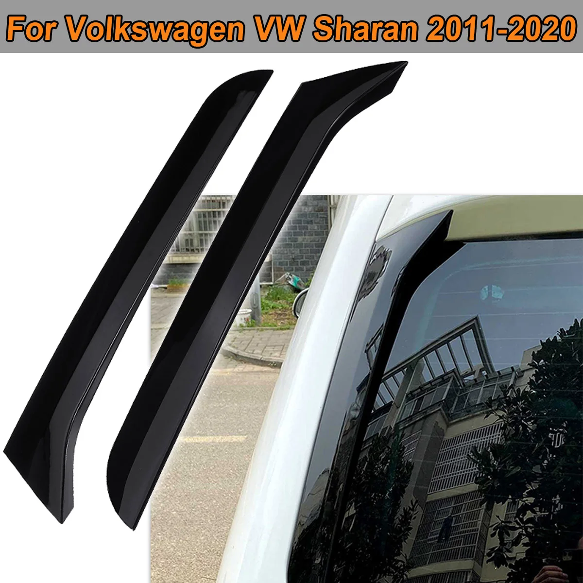 2pcs Rear Window Deflector Splitter Cover For Volkswagen Vw Sharan 2011 ...