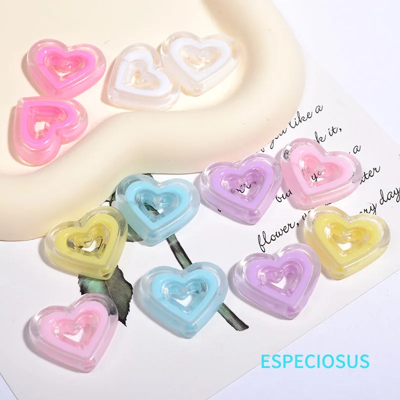 Transparent Multi Color Heart Shape Beads Bracelet Spacer Acrylic ...