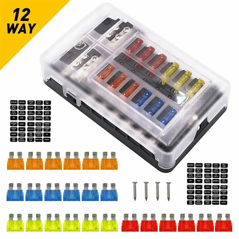 12V-24V-6-Way-12-Way-Blade-Fuse-Box-Holder-For-Car-Boat-Fuse-Holder ...