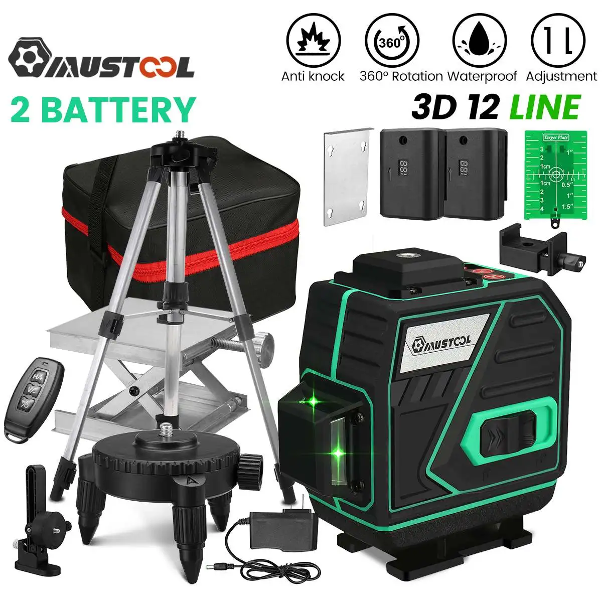 12 Lines 3d Laser Level Self-leveling 360 Horizontal Vertical Cross ...