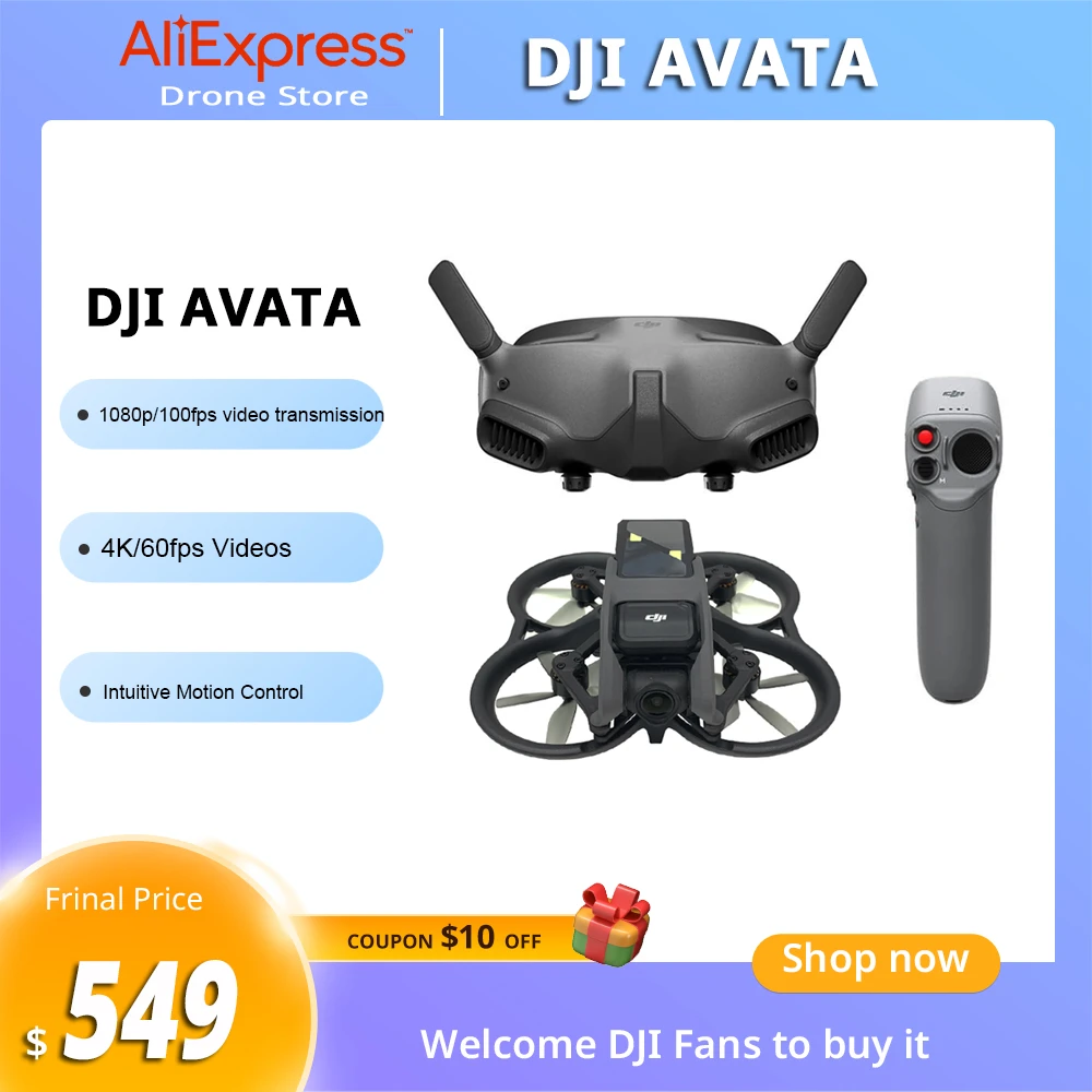 DJI AVATA 4K/60fps 155 ° Super Wide FOV Videos 10km 1080p transmisión ...