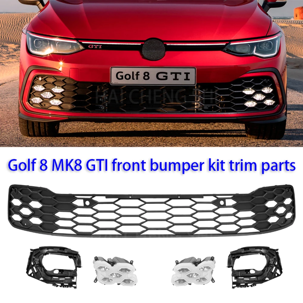 Radiator-Lower-Grille-LED-Fog-Lamp-Front-Bumper-Kit-For-Volkswagen-Golf ...