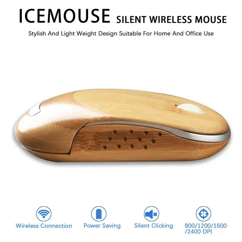 Wooden-Wireless-Mouse-Adjustable-1600DPI-Optical-Gaming-Mouse-Wireless ...