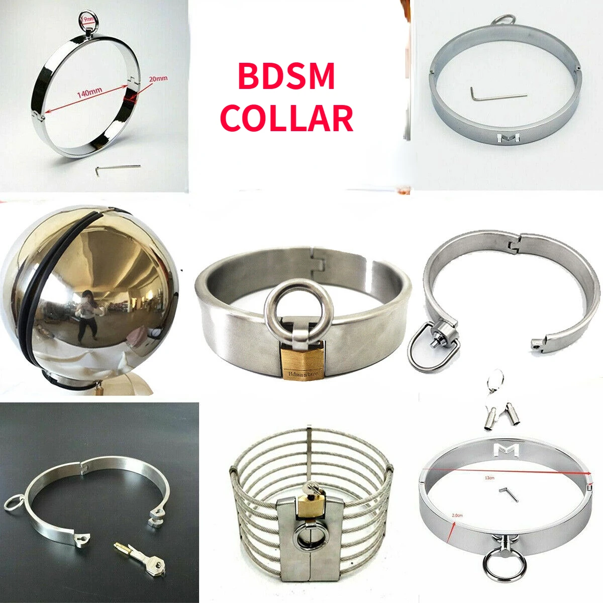 Stainless Steel Collar Lockable Dog Slave Neck Collar Metal Choker ...
