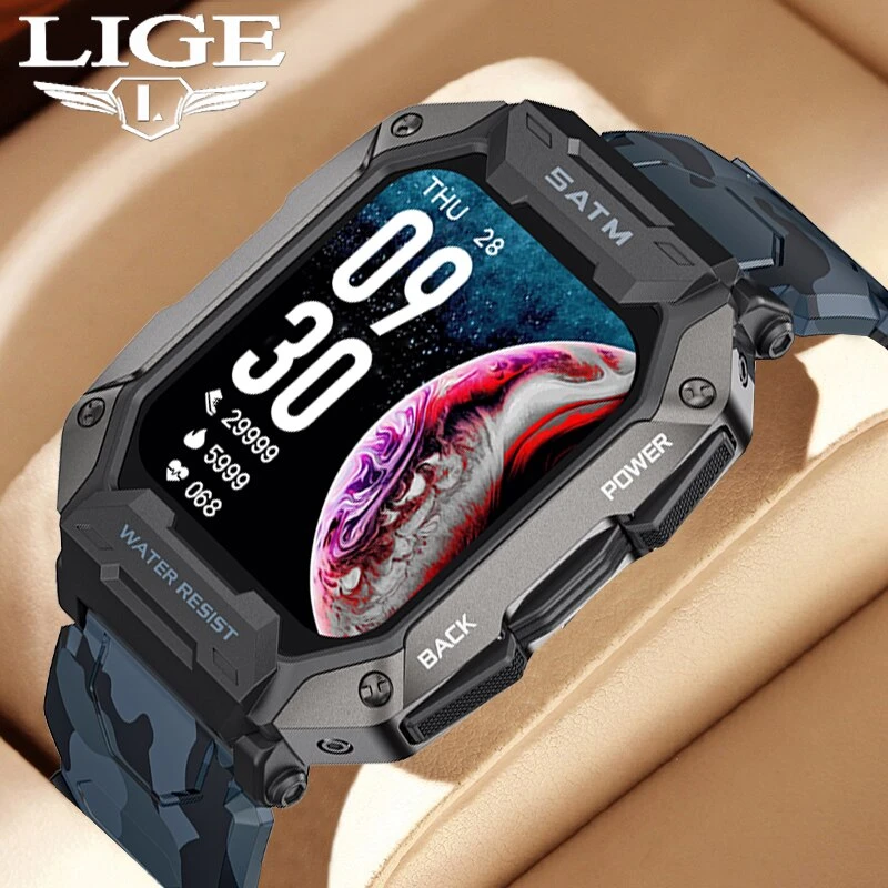 LIGE New Smart Watch For Men Bluetooth Full Touch Screen 5ATM ...