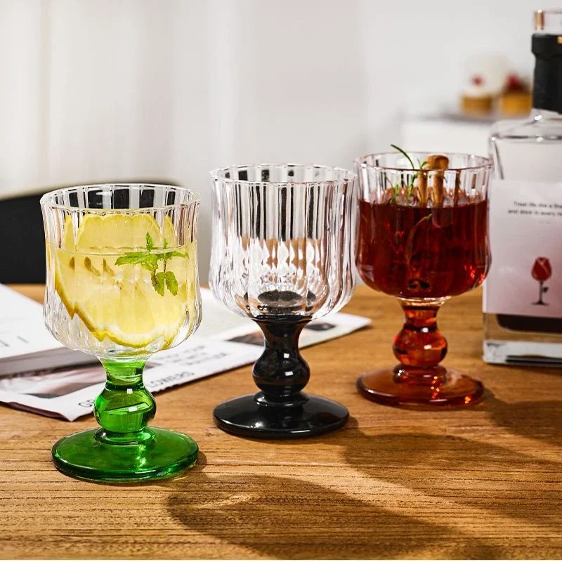 160ml-Light-Luxury-Pleated-Wine-Glasses-Multicoloured-Vintage-Cocktail ...